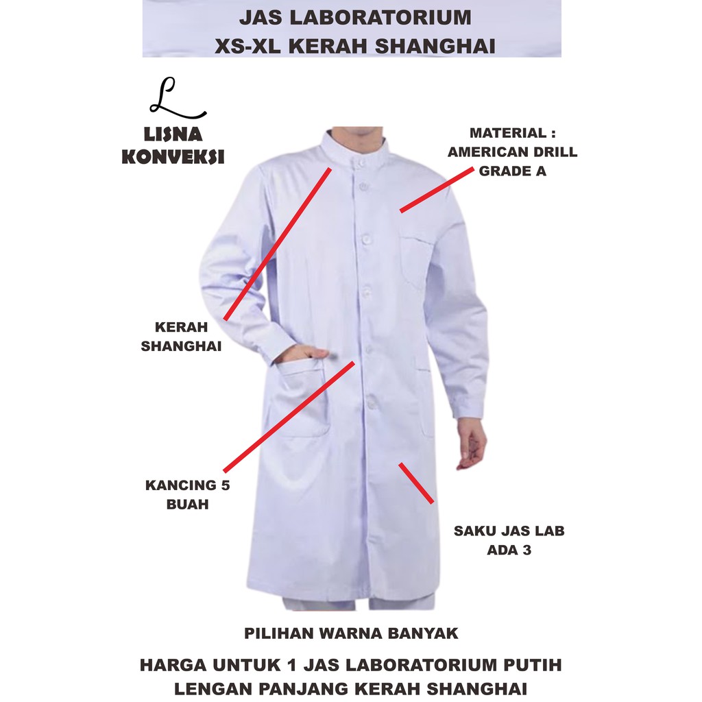 Jual Jas Laboratorium APD Kerah Shanghai XS-XL Lengan Panjang | Shopee ...