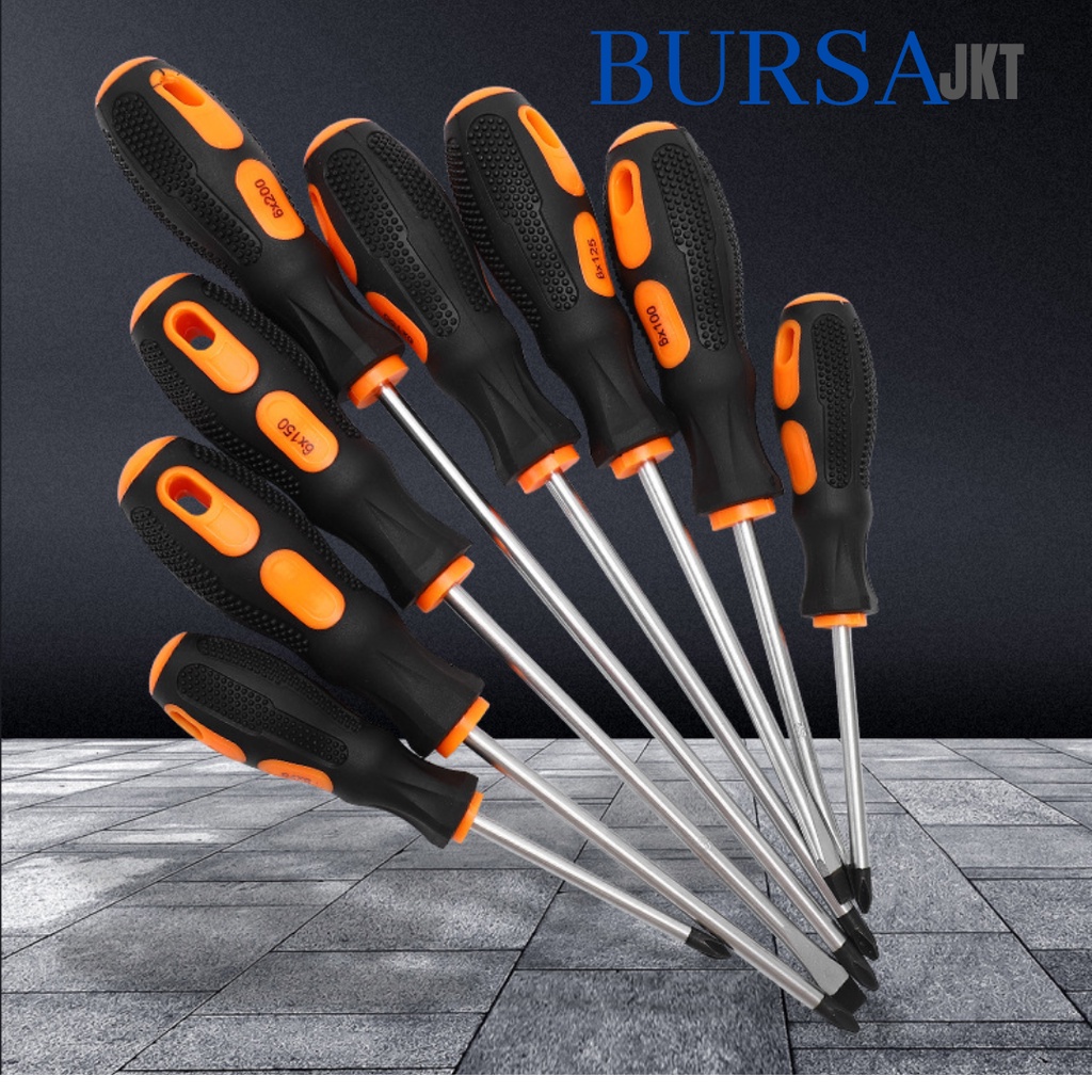 Jual OBENG MAGNET GAGANG KARET DIAMETER 6 MM PANJANG 150 MM PLUS ...