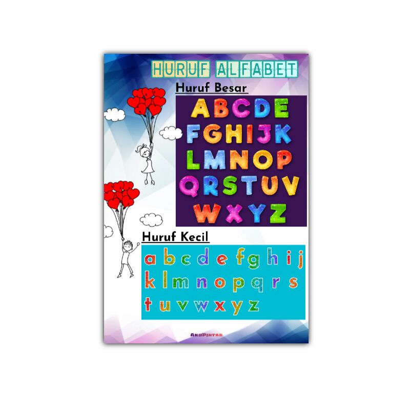 Jual poster a5 poster edukasi huruf alfabet media belajar anak balita ...
