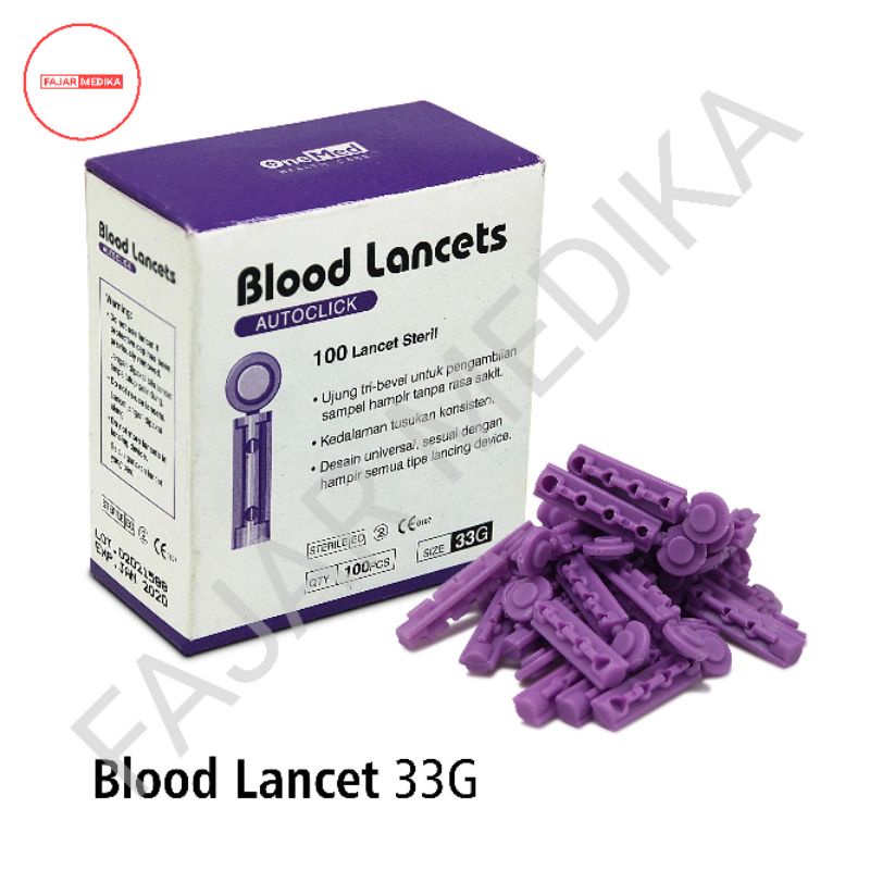 Jual Blood Lancets 33G OneMed Box 100pcs by Fajar Medika | Shopee Indonesia