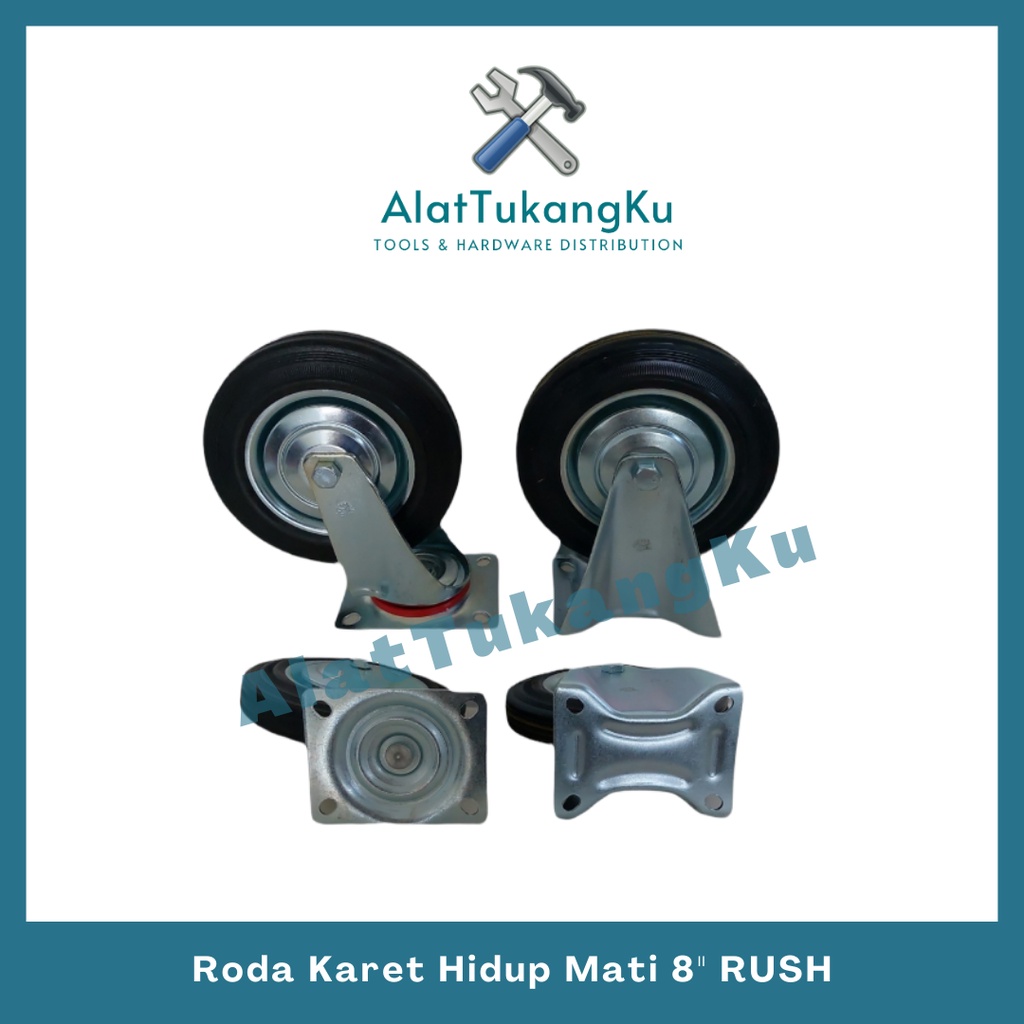 Jual Roda Karet Hidup Mati 8" / Roda Trolley Troli 8 Inch / Roda ...