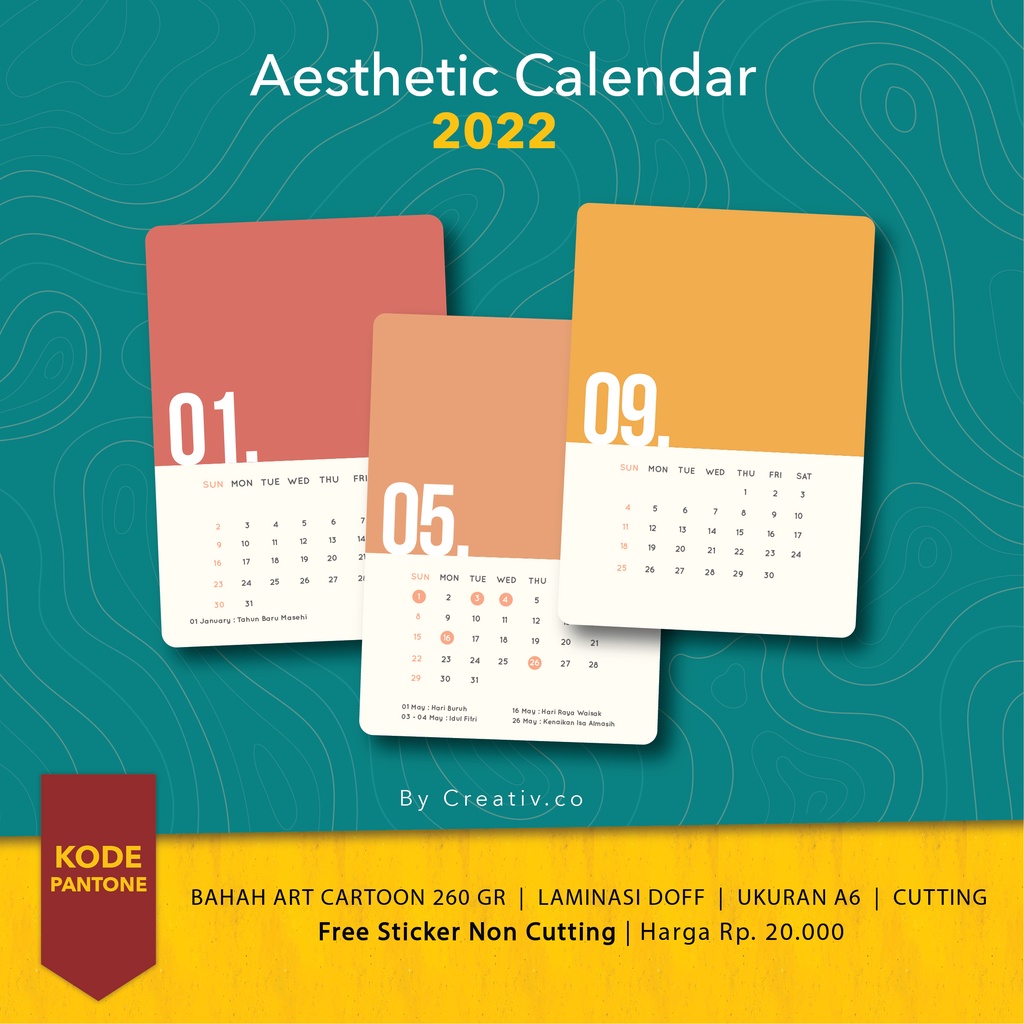 Jual KALENDER AESTHETIC 2024 PANTONE [KALENDER MURAH] [KALENDER TEMPEL ...