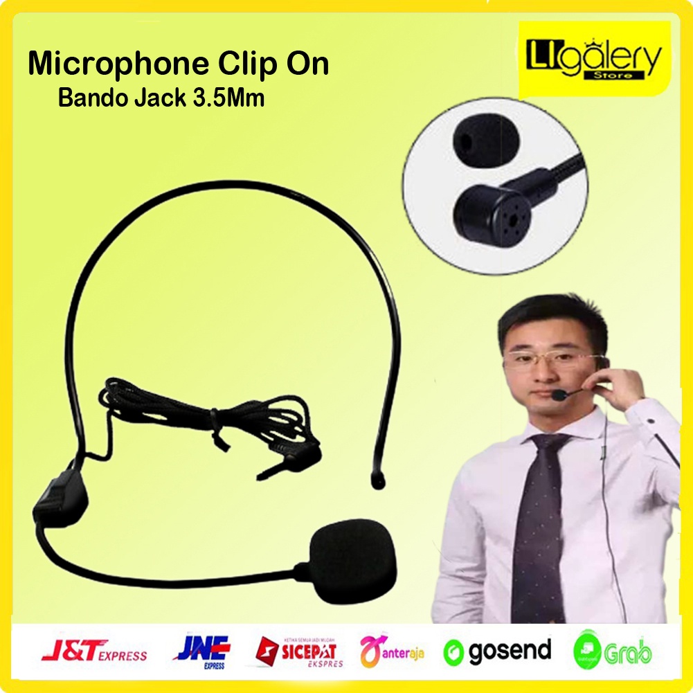 Jual Mic Bando Clip On 3.5Mm Microphone Headset Kabel Jack Zoom Meet ...
