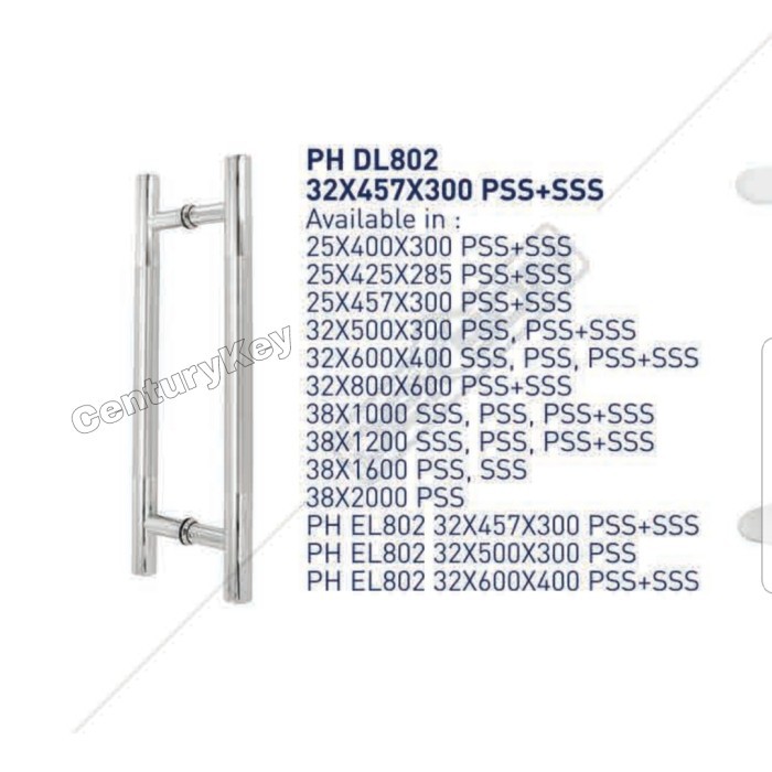 Jual Terbatas - Pull Handle H Dekkson Dl 802 Pipa Ph Dl802 38X1600 Sss ...