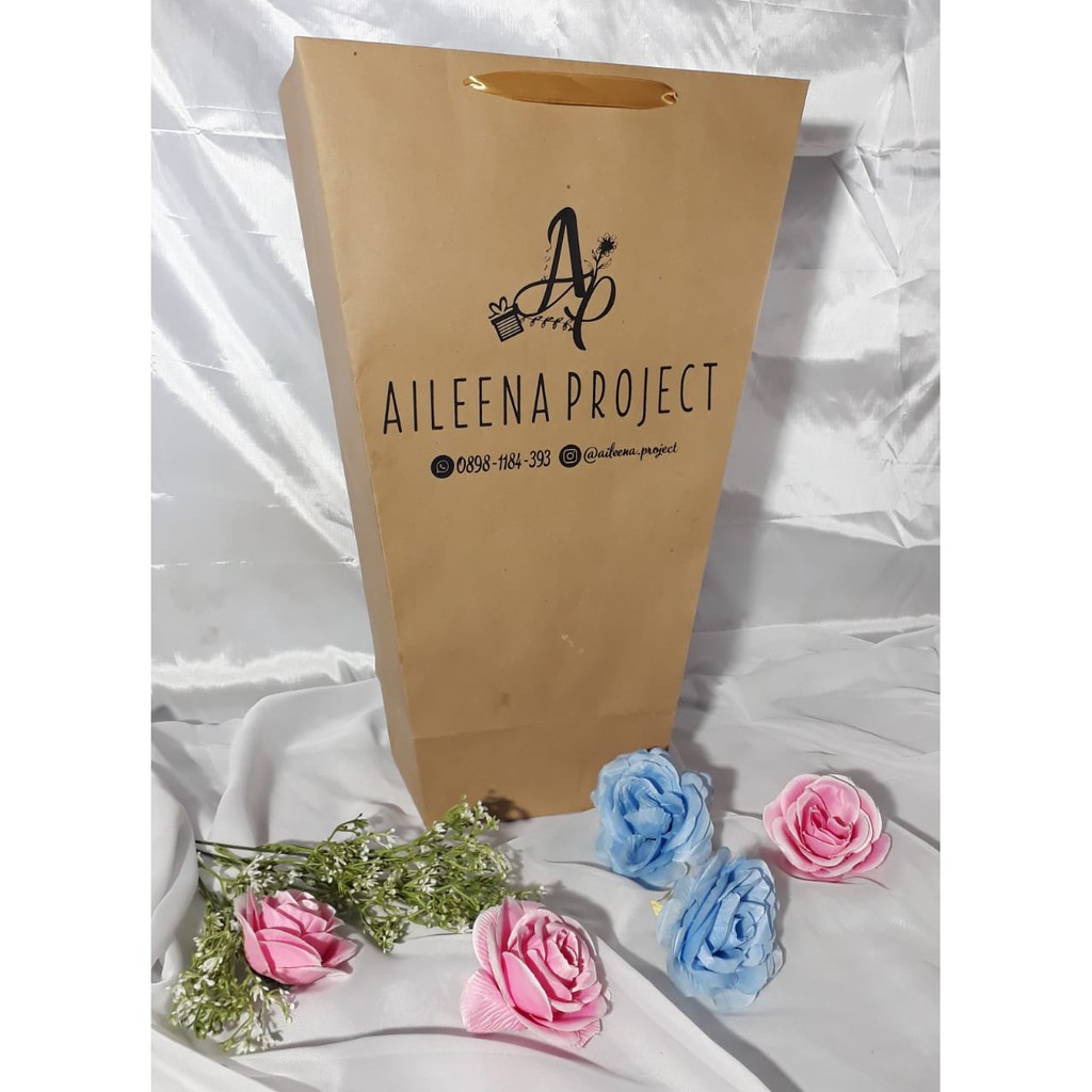 Jual Paper bag Bunga Paper Bag Bucket Paper bag Custom Paperbag Coklat ...