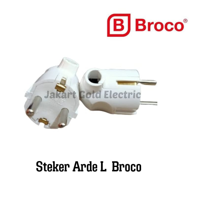 Jual BROCO Steker Arde L Bulat Putih Sideway Plug Colokan Samping 13312 ...