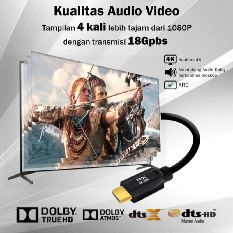 Jual KABEL HDMI ARC UHD 4K Dolby Audio PX Transmisi 18 Gpbs - 2 Meter ...