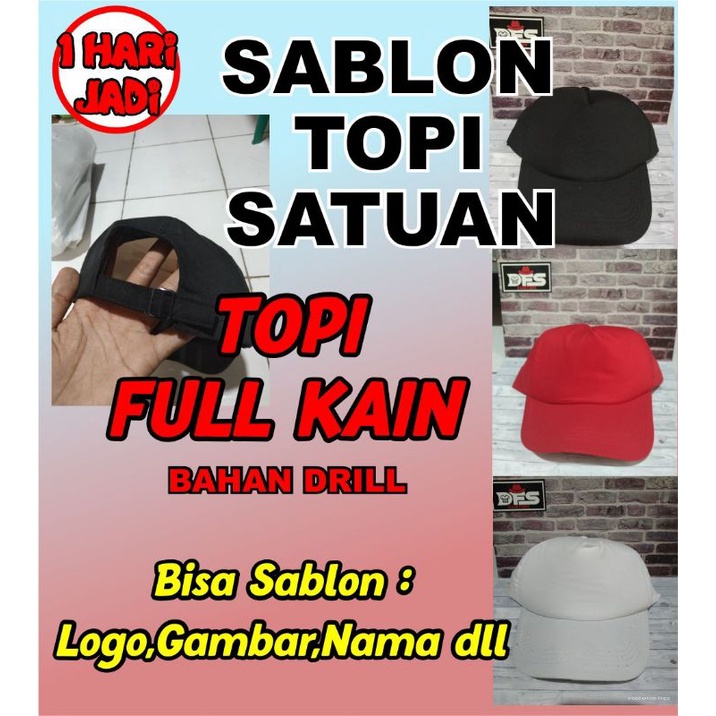 Jual TOPI CUSTOM FULL KAIN bahan drill satuan | Shopee Indonesia