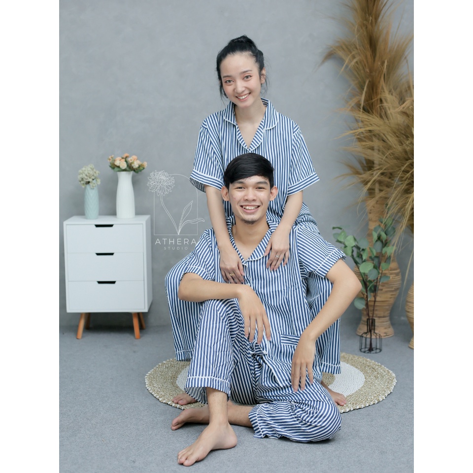 Jual Piyama Couple/ kado pernikahan / Hampers Piyama Couple Motif garis ...