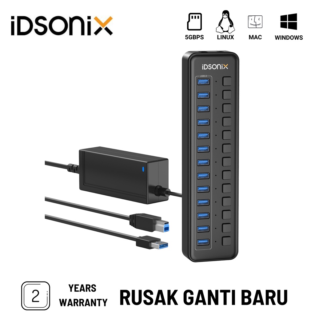 Jual IDSONIX Multi-port USB3.0 Individual Switch HUB 13 PORT ( IBU3-13A ...