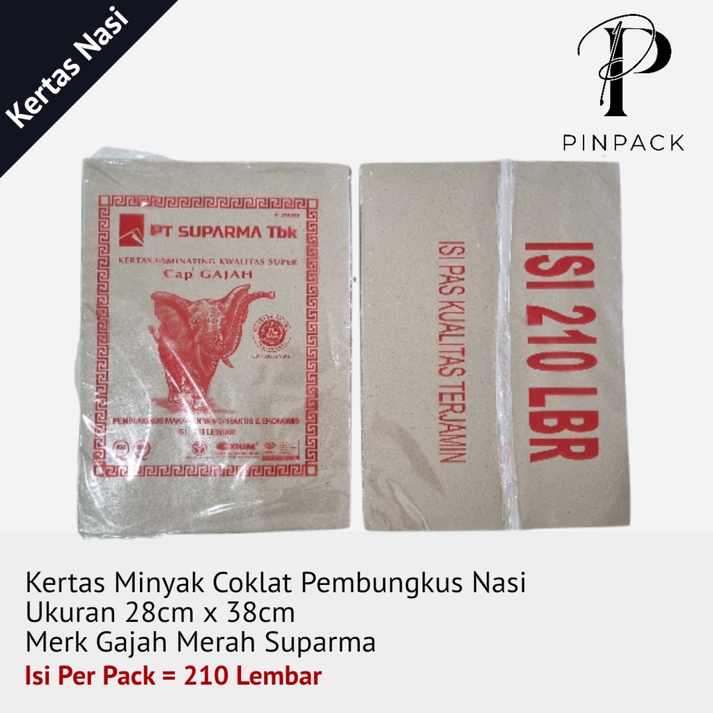 Jual Kertas Nasi Coklat Cap Gajah Merah isi 210 lembar | Kertas Bungkus ...