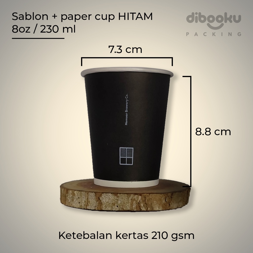 Jual Cetak / Sablon 1 Warna Paper Cup Hitam 8oz tanpa tutup | Shopee Indonesia