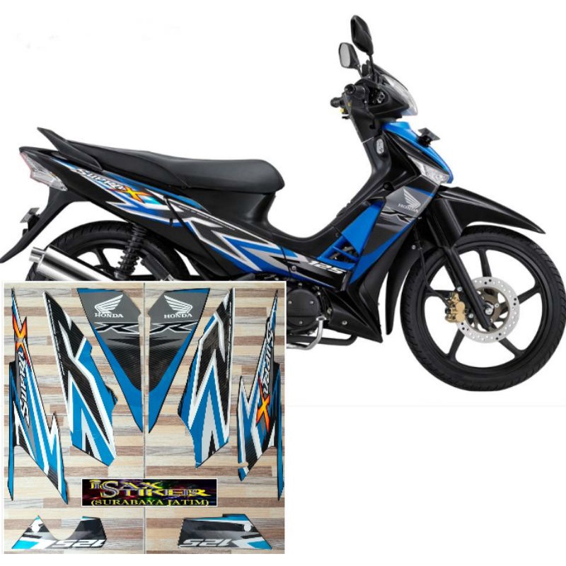 Jual striping original Honda Supra X 125 R cw hitam biru tahun 2012 ...