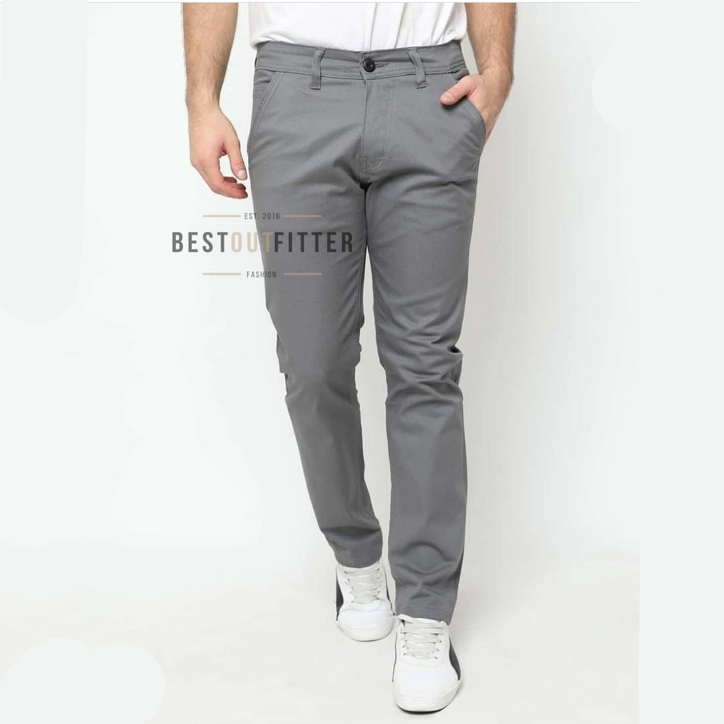 Jual (ABU MUDA) CELANA CHINO PANJANG SLIMFIT CASUAL / CELANA KANTOR ...