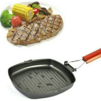 Jual Square grill pan 24 cm/ teplon non stick/ frying pan wajan mini ...
