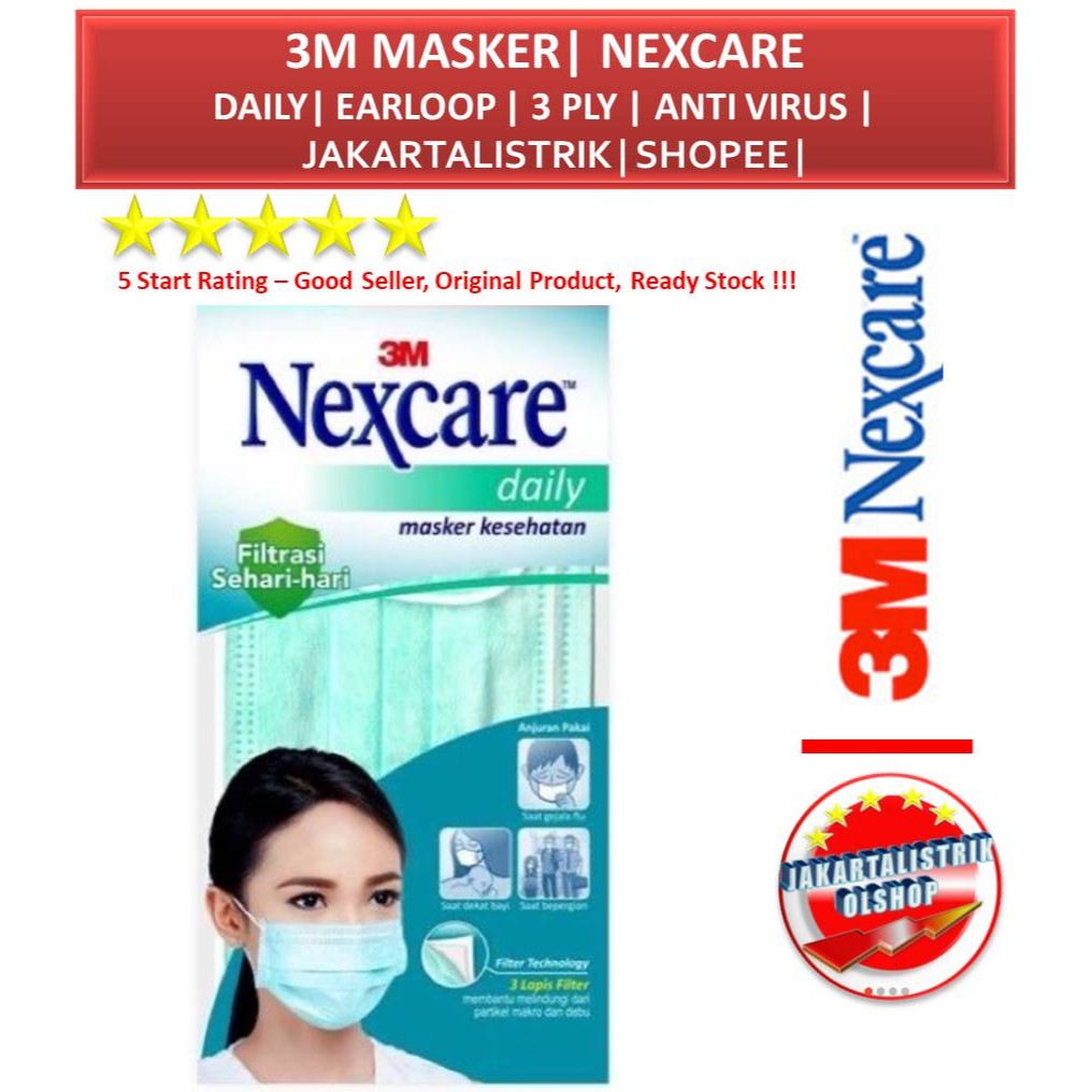Jual MASKER 3M NEXCARE 3 PLY TYPE EARLOOP SATUAN | HARGA 1 pack ...