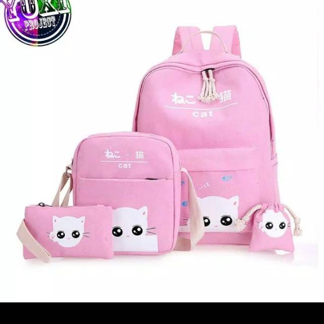 Jual Tas Ransel Anak Sekolah Paud TK SD PAUD Laki Perempuan 4in1 Karakter Cat Kucing | Shopee ...