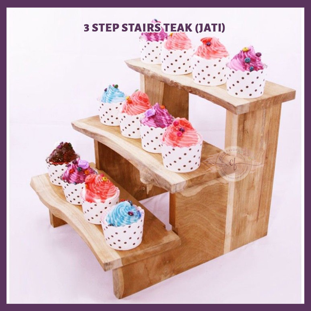 Jual Rak Kayu Rak Tangga Dekorasi 3 Step Stairs Teak (Jati) | Shopee ...