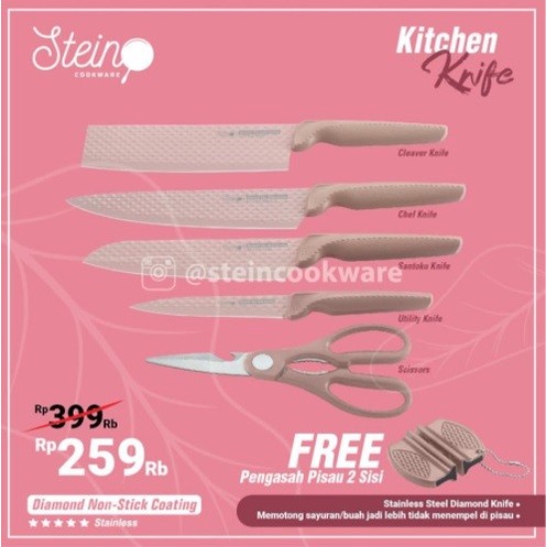 Jual TERBARU STEIN STEINCOOKWARE PISAU DIAMOND KNIVES SET 6 IN 1 PISAU ...