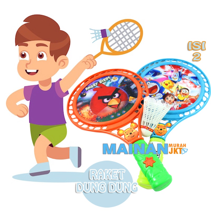 Jual MAINAN ANAK MURAH RAKET DUNG DUNG BADMINTON KARAKTER BULU TANGKIS ...