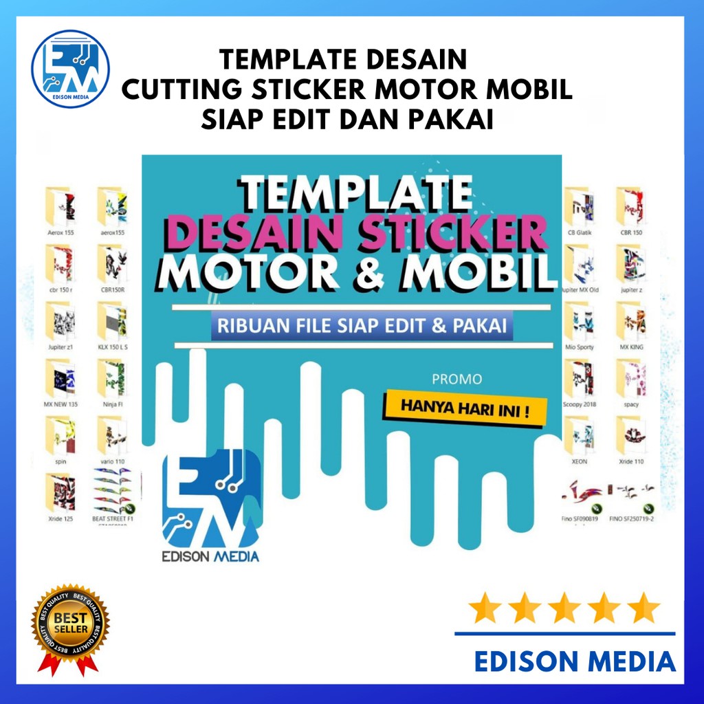 Jual Template Desain Cutting Sticker Motor mobil Siap Edit dan pakai ...