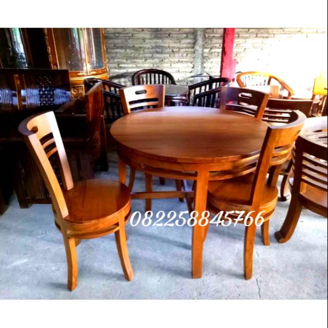 Jual Meja Makan Bundar Kayu Jati Model Simpel Minimalis, Meja Makan ...