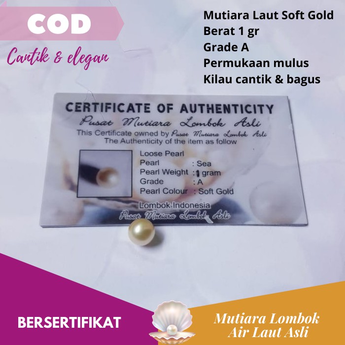 Jual BUTIRAN MUTIARA LOMBOK AIR LAUT ASLI SOFT GOLD GRADE A ML003 ...