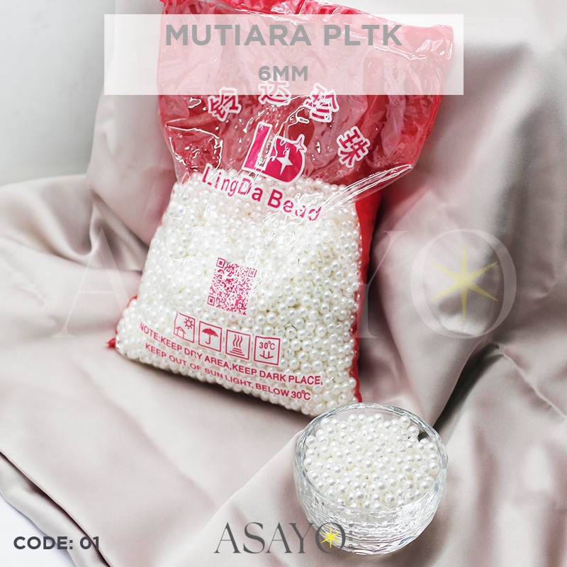 Jual (50gram) Mutiara Plastik Ringan 3mm 4mm 5mm 6mm Mutiara Jahit ...
