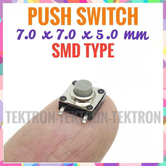 Jual Push Switch SMD 7x7x5mm 4pin SPST Push On Tact SW 7mm arduino kit ...