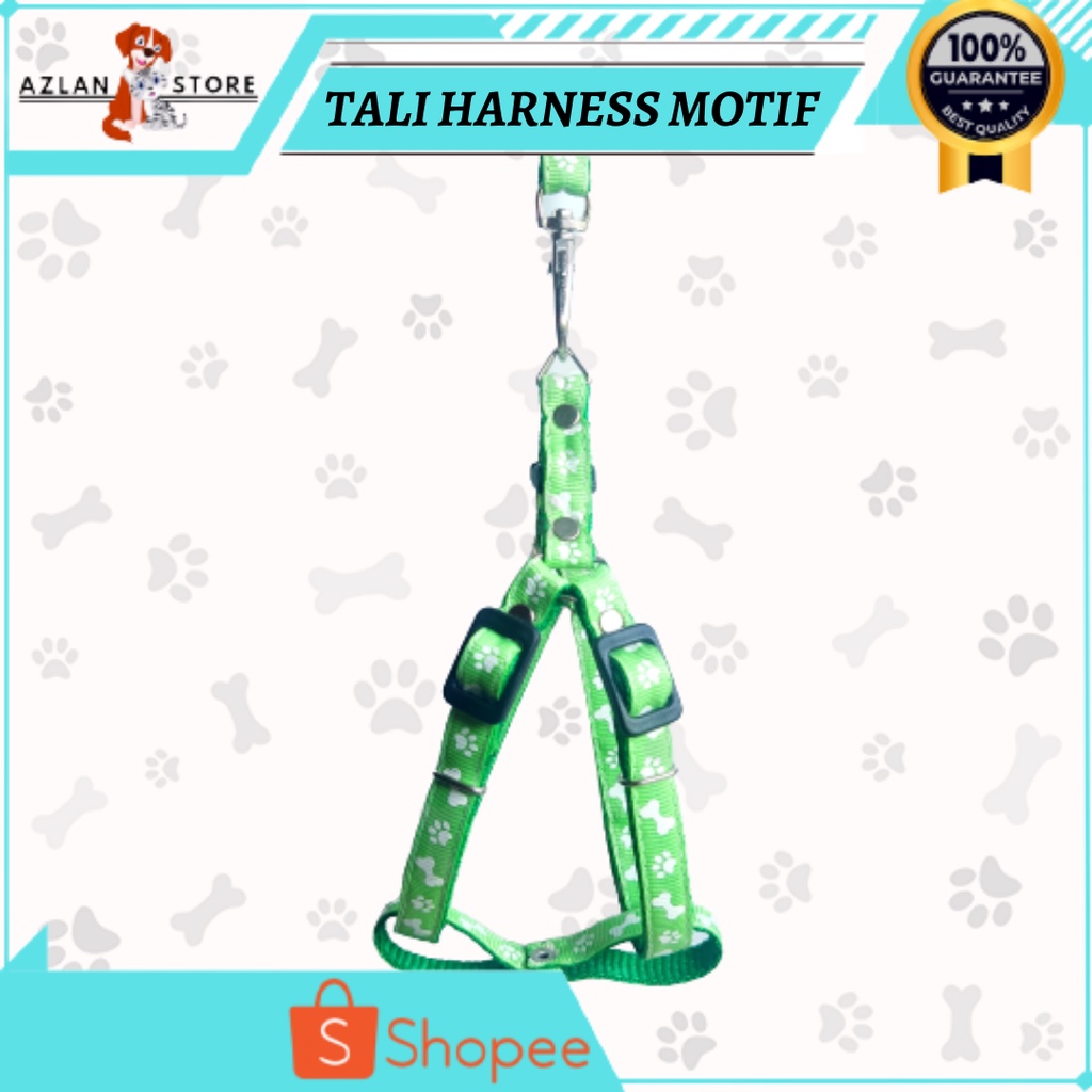 Jual tali harness motif tulang & kaki / tali body harness kucing model ...