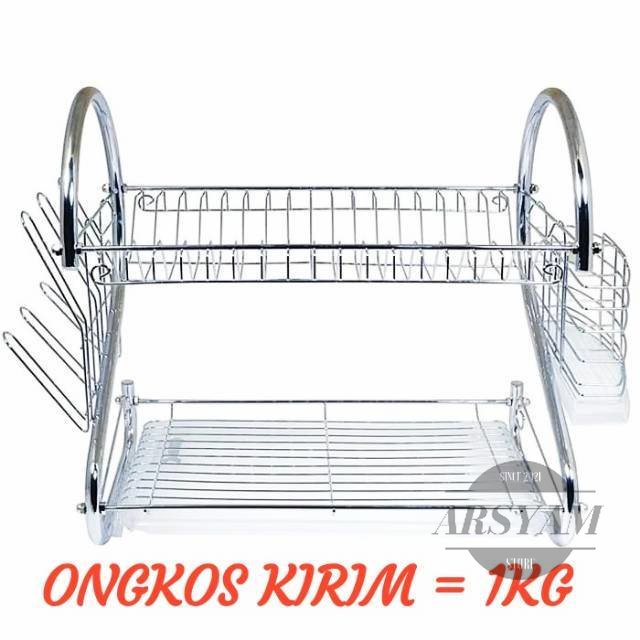 Jual Rak Piring Stainless Minimalis 2 Tingkat Besi 2 Layer Dish Drainer ...