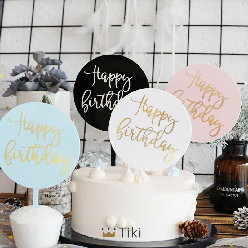 Jual Cake Topper Happy Birthday Bulat Akrilik Pastel | Shopee Indonesia