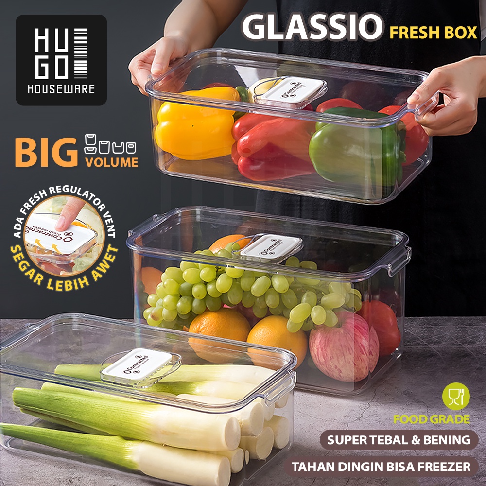Jual HUGO Kotak Makanan Kontainer Kulkas Wadah Penyimpanan Kulkas Food ...