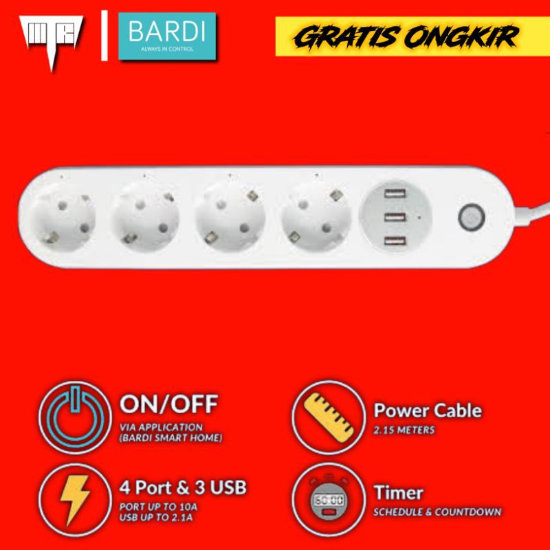 Jual [STOK TERBATAS] Bardi Smart Extension Power Strips (Smart Stop Kontak, WIFI) | Shopee Indonesia