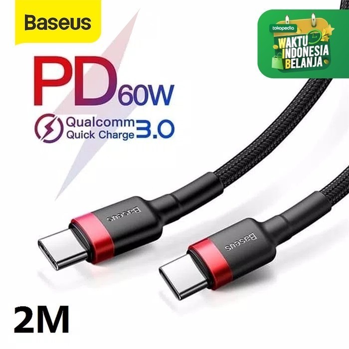 Jual BASEUS 2M TYPE C TO TYPE C 2 METER CABLE CHARGER KABEL QUICK ...