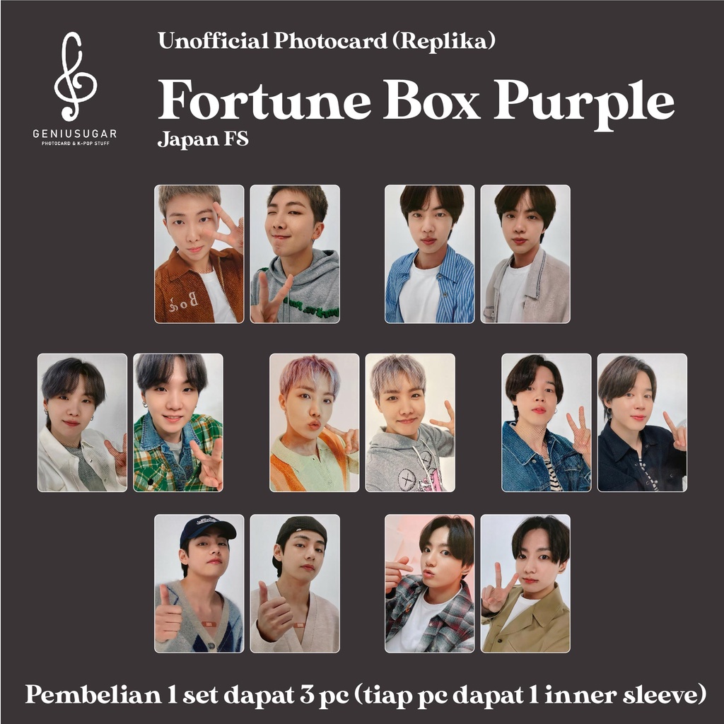 Jual [REPLIKA BTS] PHOTOCARD FORTUNE BOX PURPLE (3 PC) | Shopee Indonesia