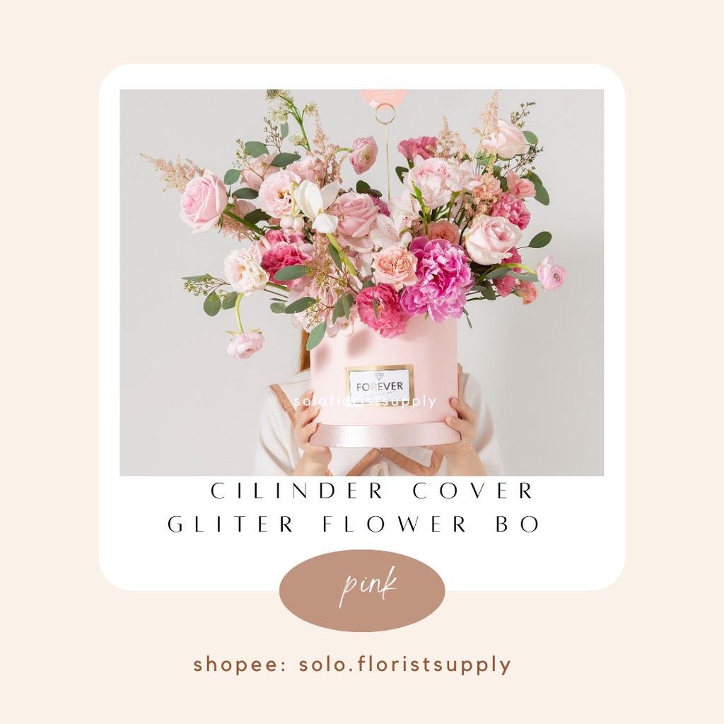 Jual 21CM & 19CM CILINDER COVER GLITER FLOWER BOX BLOOM BOX ROUND ...
