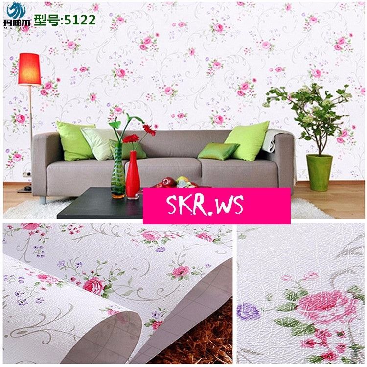 Jual Hiasan Dinding Wallpaper Dinding Motif Exotic Shabby Flower Ukuran 45 cm x 10 meter ...
