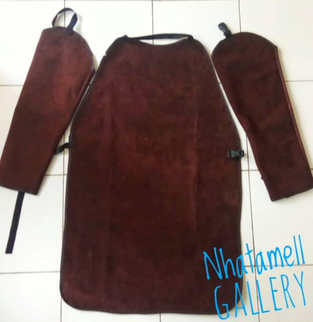 Jual RB02 Pelindung dada lengan kulit safety welding / apok apron ...