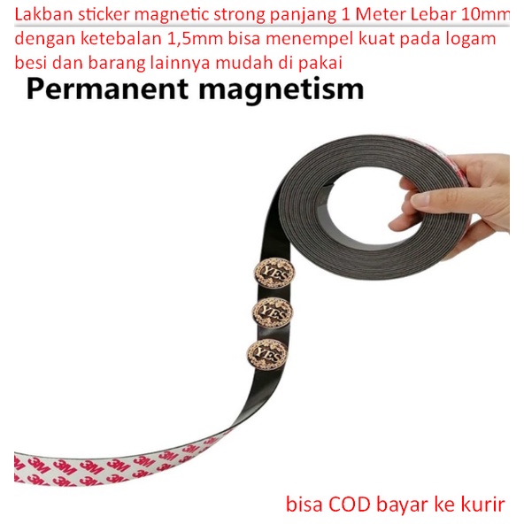 Jual Lakban sticker magnetic strong panjang 1 Meter Lebar 10mm dengan ...