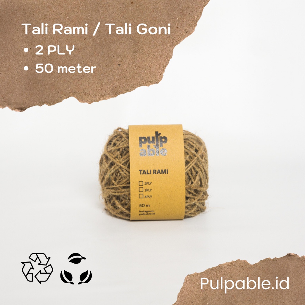 Jual Tali rami / tali goni / hemp rope 2 Ply - 50 meter - Pulpable ...