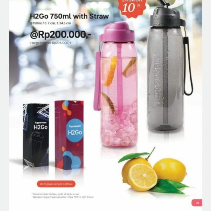 Jual Mantap Botol H2Go 750 Ml By Tupperware Harga Satuan Pilih Warna ...