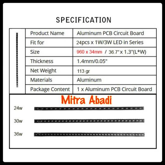 Jual Long Black Aluminium PCB 36W/Papan PCB Aluminium Hitam 36 Watt ...