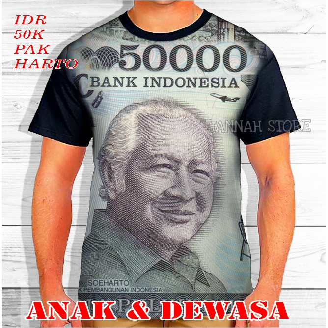 Jual Kaos Keren Motif Uang Gocap Pak Harto Lima Puluh Ribu Soeharto ...