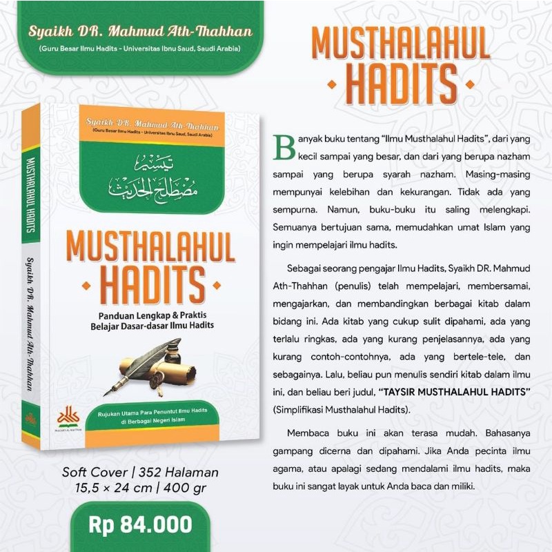 Jual ORIGINAL - Musthalahul Hadits/Hadis : Panduan Lengkap & Praktis ...