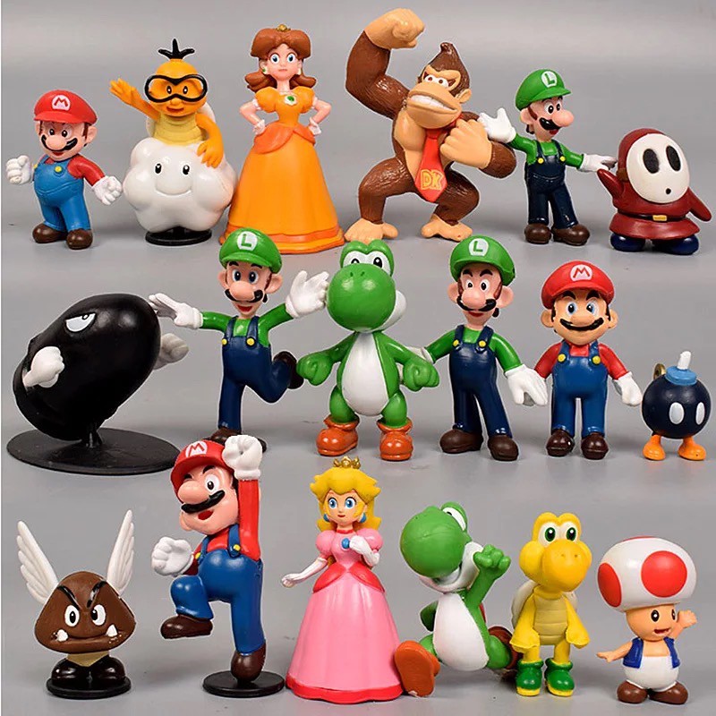 Jual ACTION FIGURE SUPER MARIO BROS SET 12 / 18 PCS MAINAN TOPPER CAKE ...