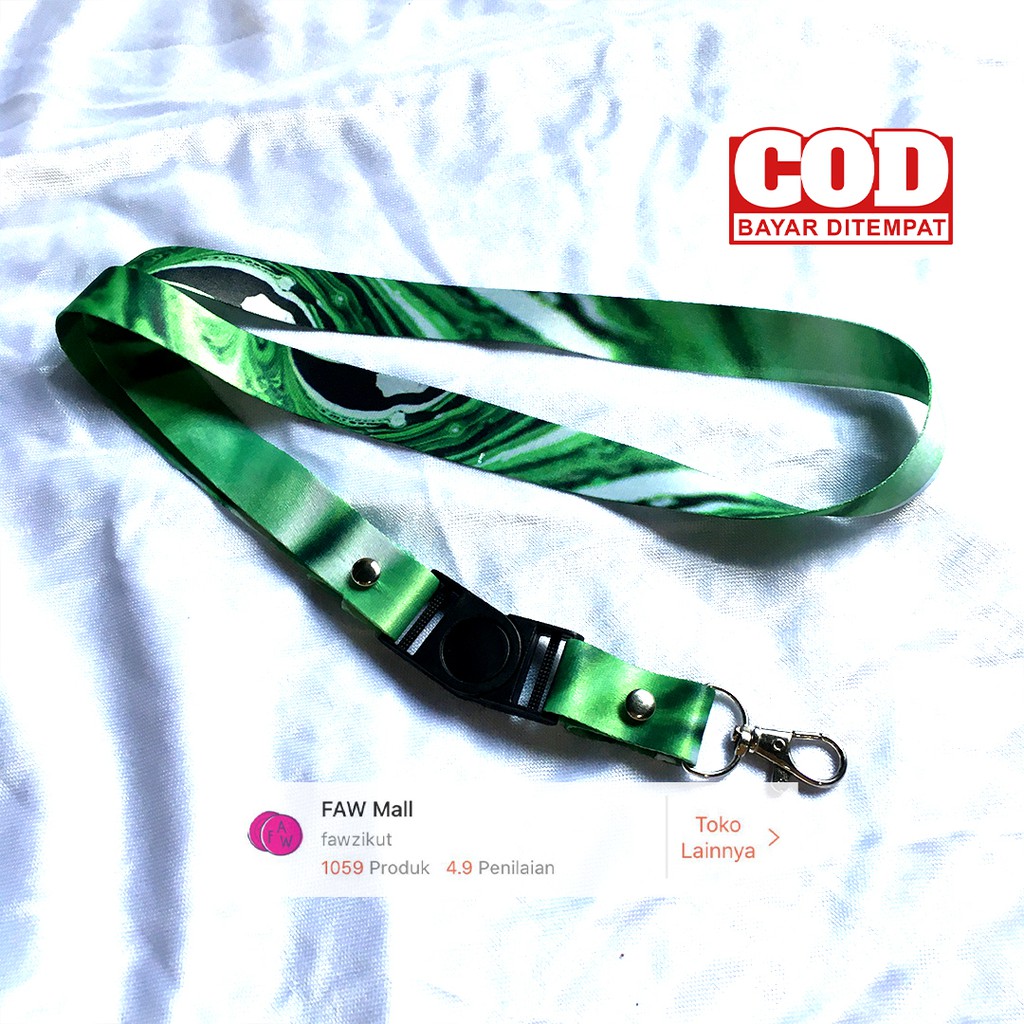 Jual Tali Landyard Green Marble // Tali ID Card | Shopee Indonesia