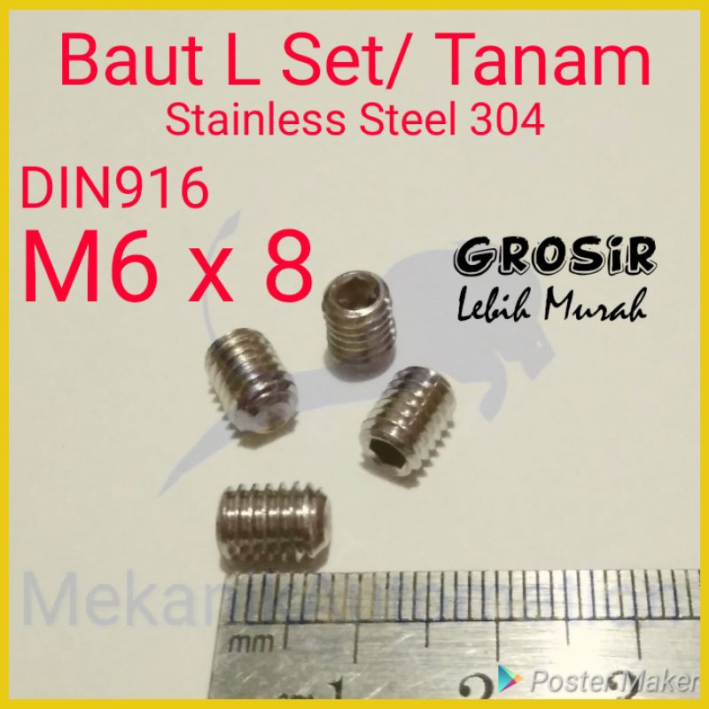 Jual Baut L Tanam M6 x 8 SUS304 | Shopee Indonesia