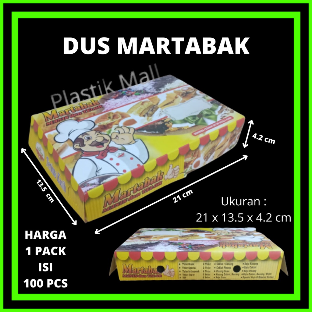 Jual BOX DUS KOTAK MARTABAK 21 X 13,5 CM ISI100pcs / BOX MARTABAK / DUS ...