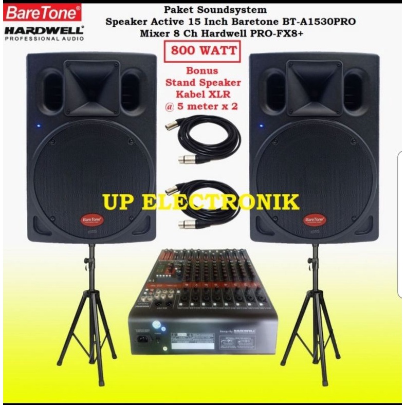 Jual Paket Speaker Aktif Baretone BT-A1530 Pro 800W Mixer Hardwell 8 Channel Pro Original ...
